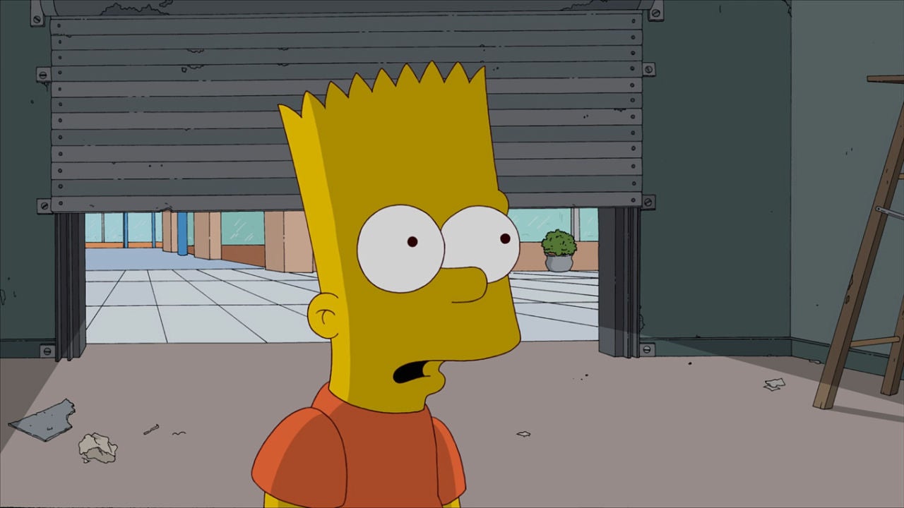 La cara de Bart cuando Shanna le da las gracias por ayudarla