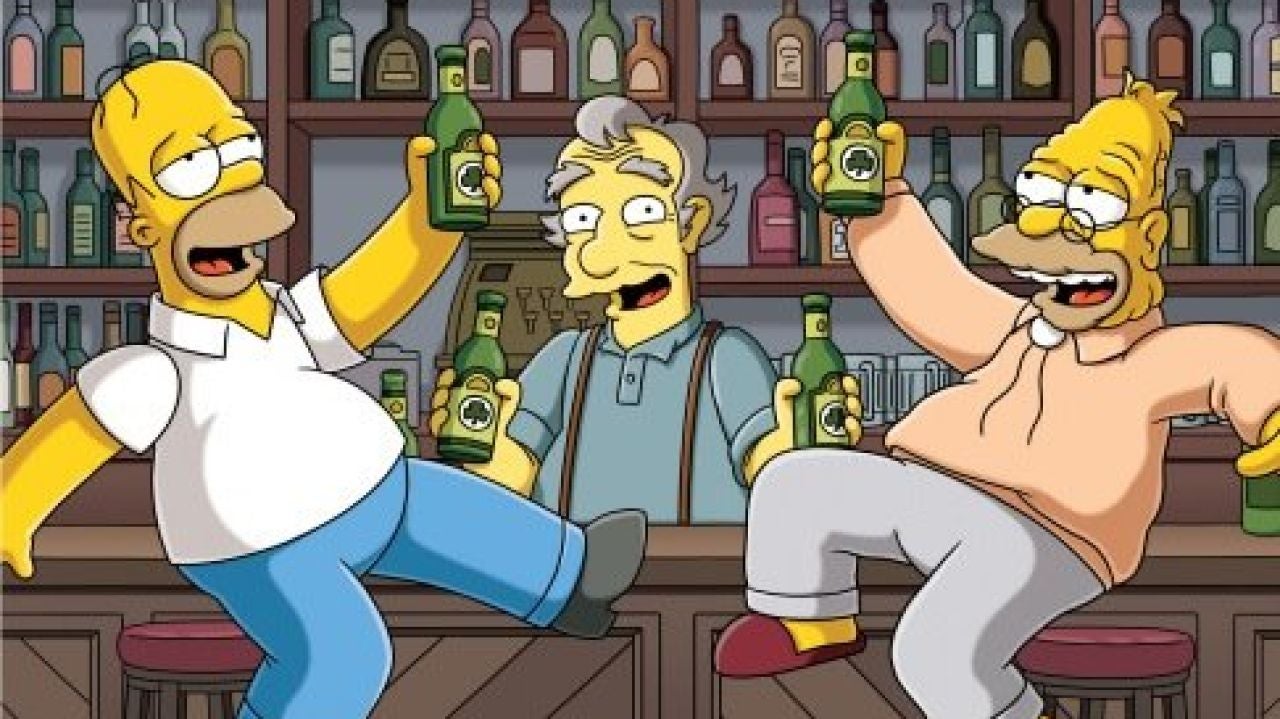 Homer y el abuelo se compran un pub irlandés